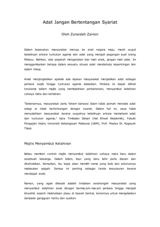 adat jangan bertentangan syariat | DOCX