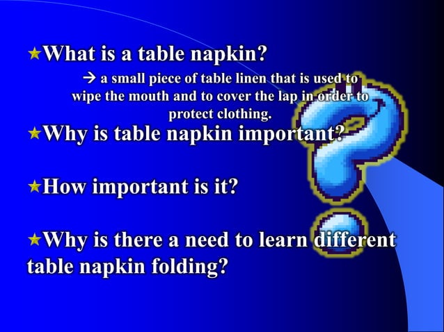 Table Napkin Folding | PPTX