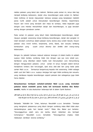penjelasan maksud sebenar hadits larangan pemakaian labuh atau melebihi ...
