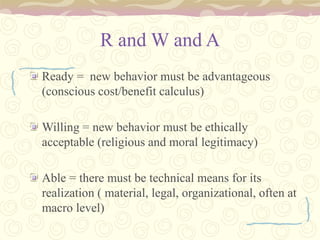 Ready willing_and_able paradigm as precondition behavioural change | PPT