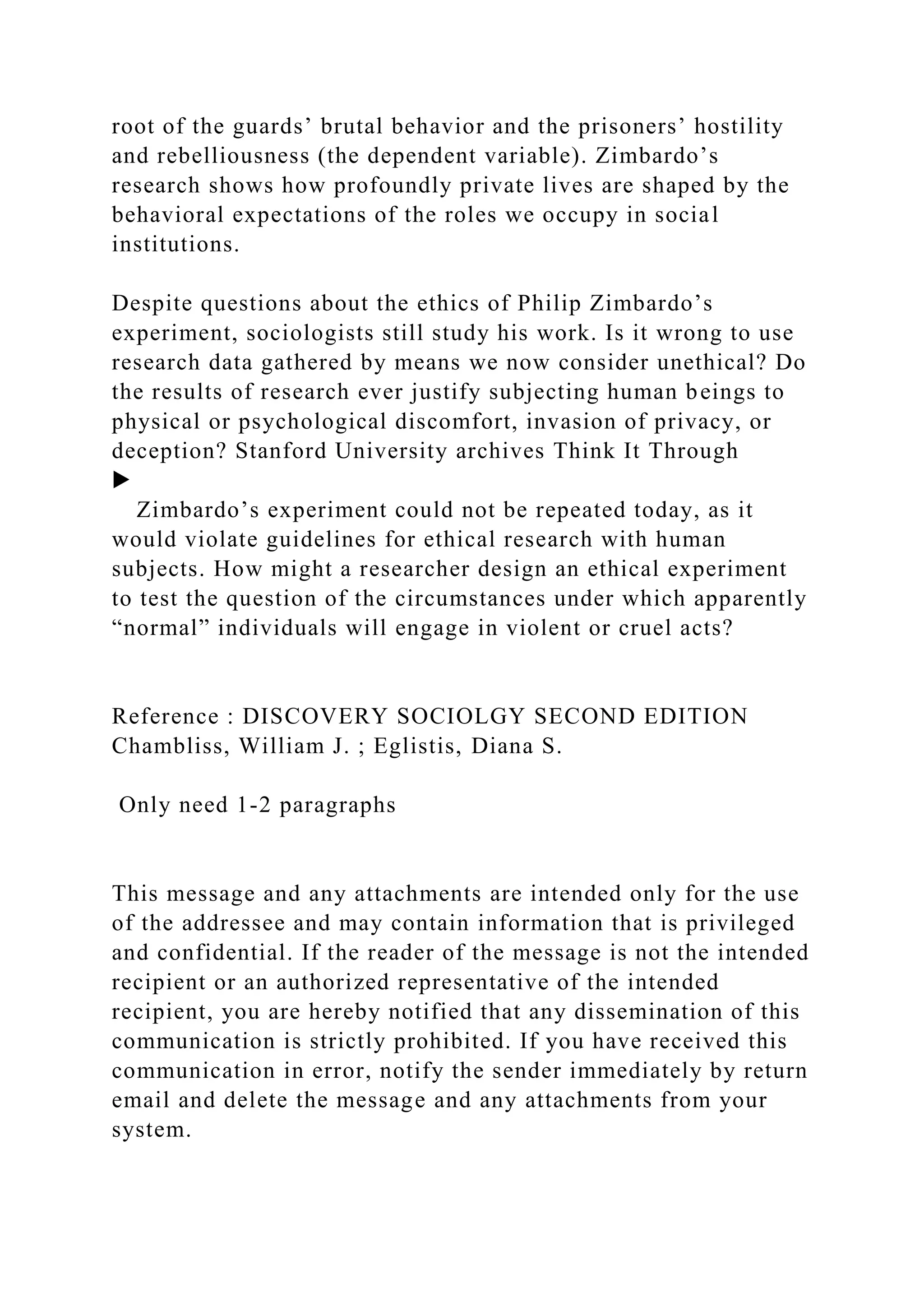 Read Zimbardo’s Experiment The Individual and the Social Role,” lo.docx