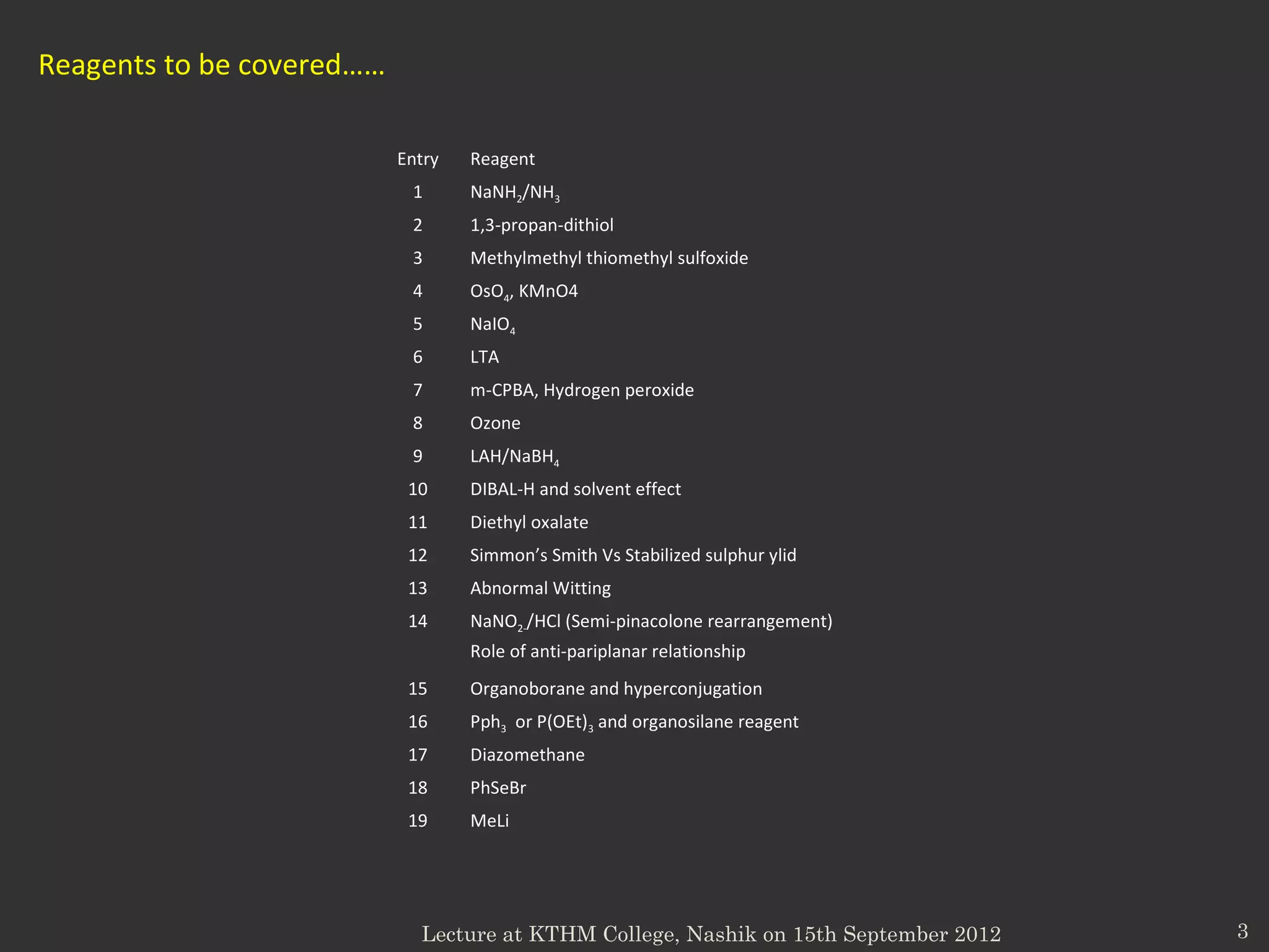 Reagents in organic synthesis | PPT