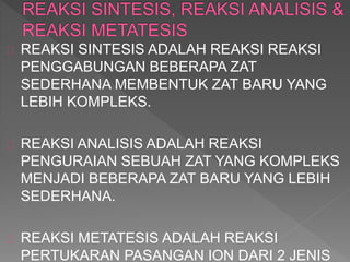 Reaksi reaksi kimia | PPTX