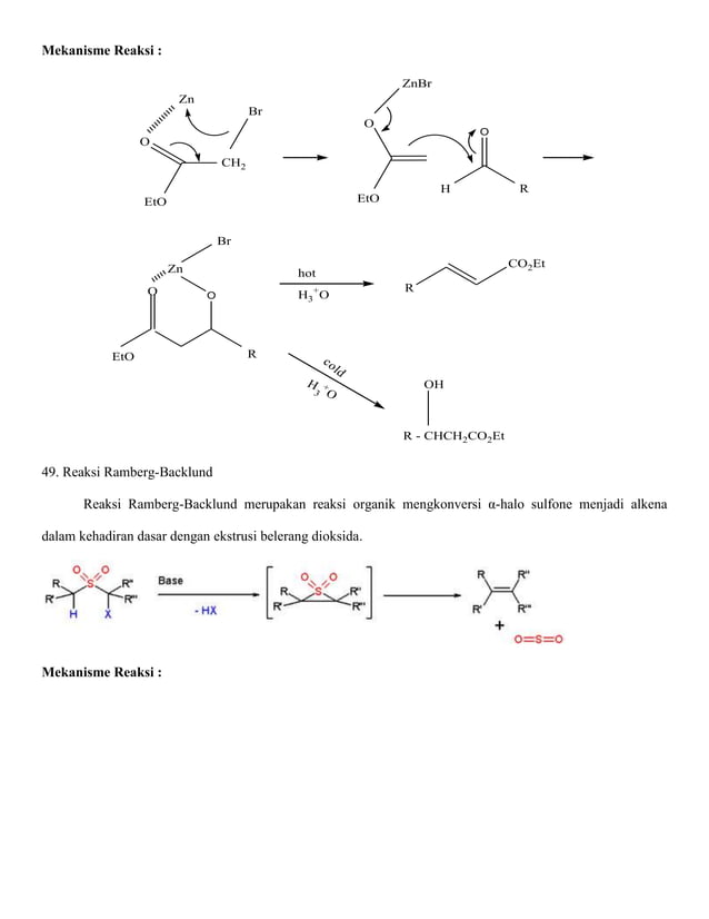 Reaksi reaksi sintesis senyawa organik