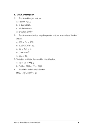 Reaksi oksidasi dan_reduksi | PDF