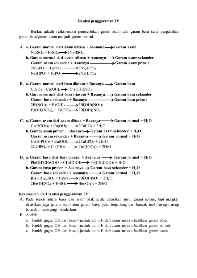Reaksi penggaraman IV | PDF