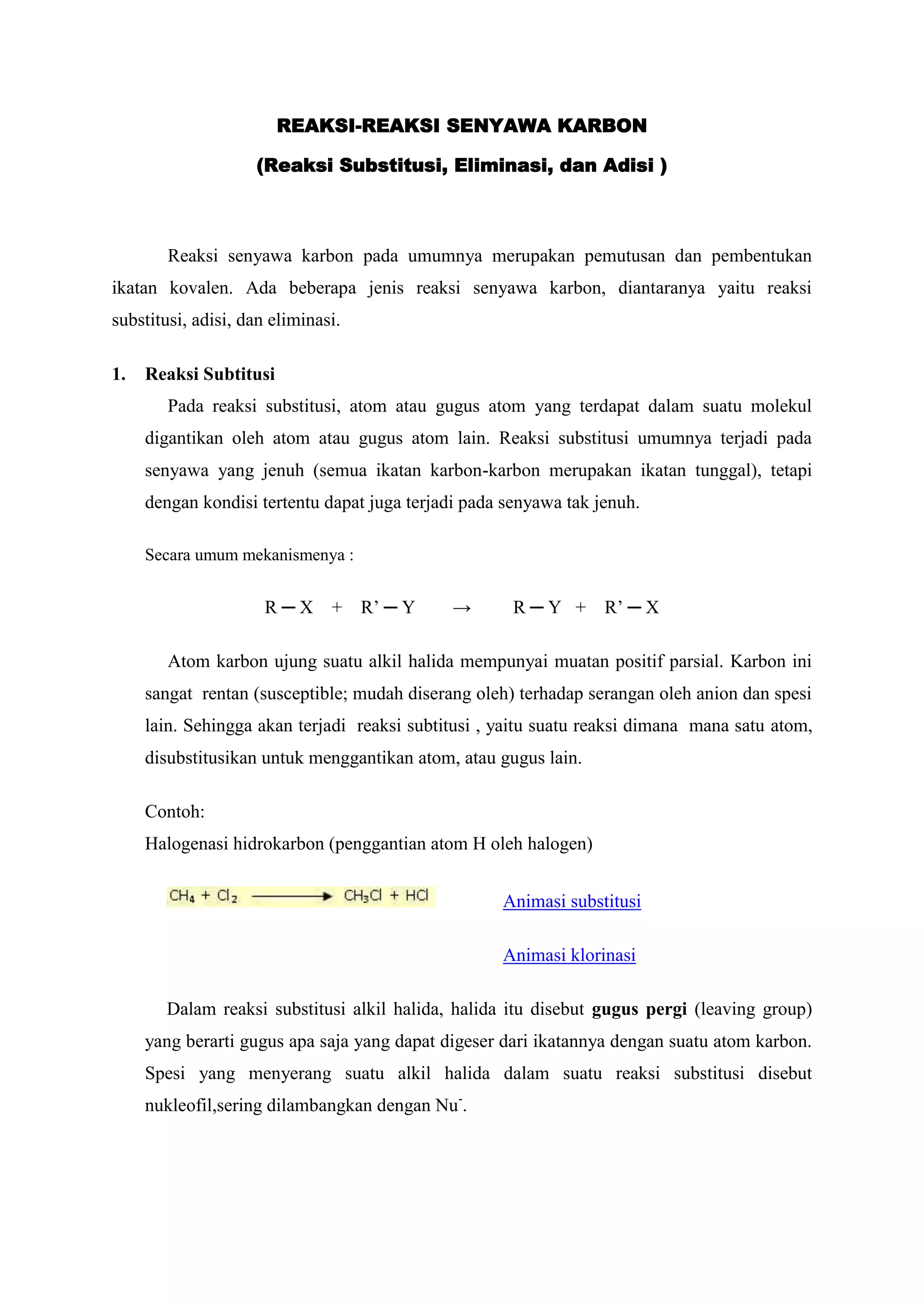 Reaksi senyawa karbon | DOCX