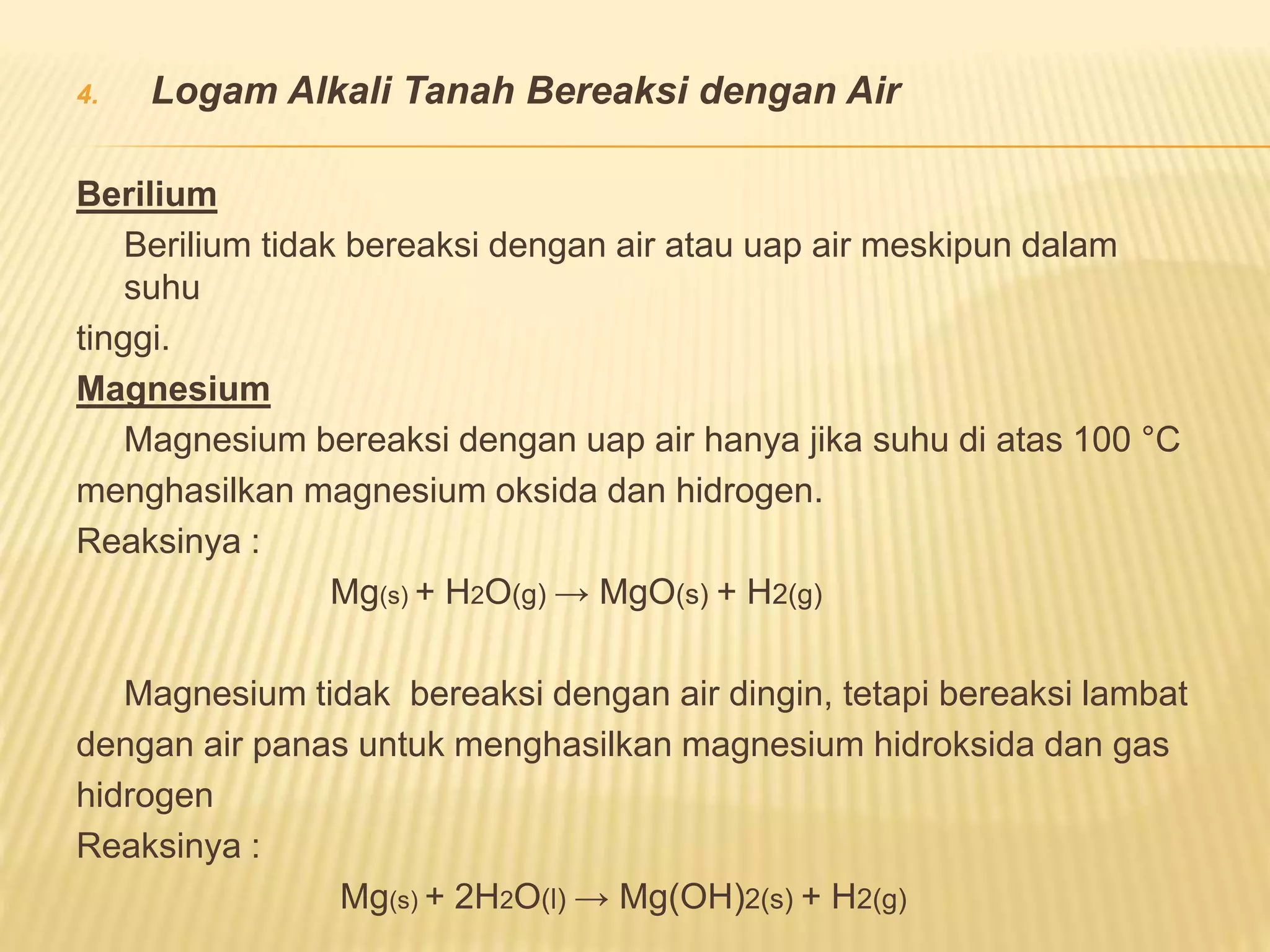 Reaksi unsur golongan II A | PPTX
