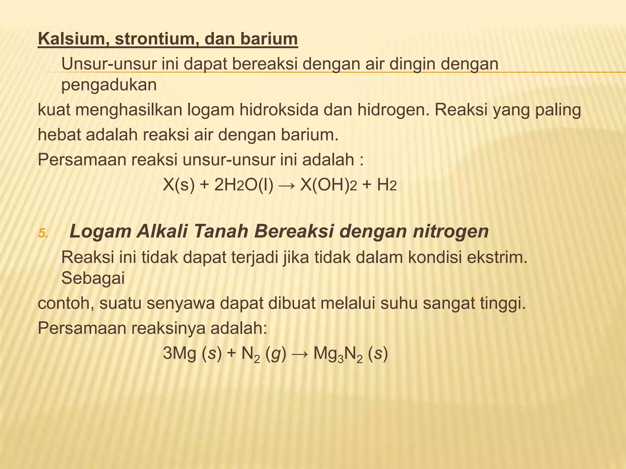 Reaksi unsur golongan II A | PPTX
