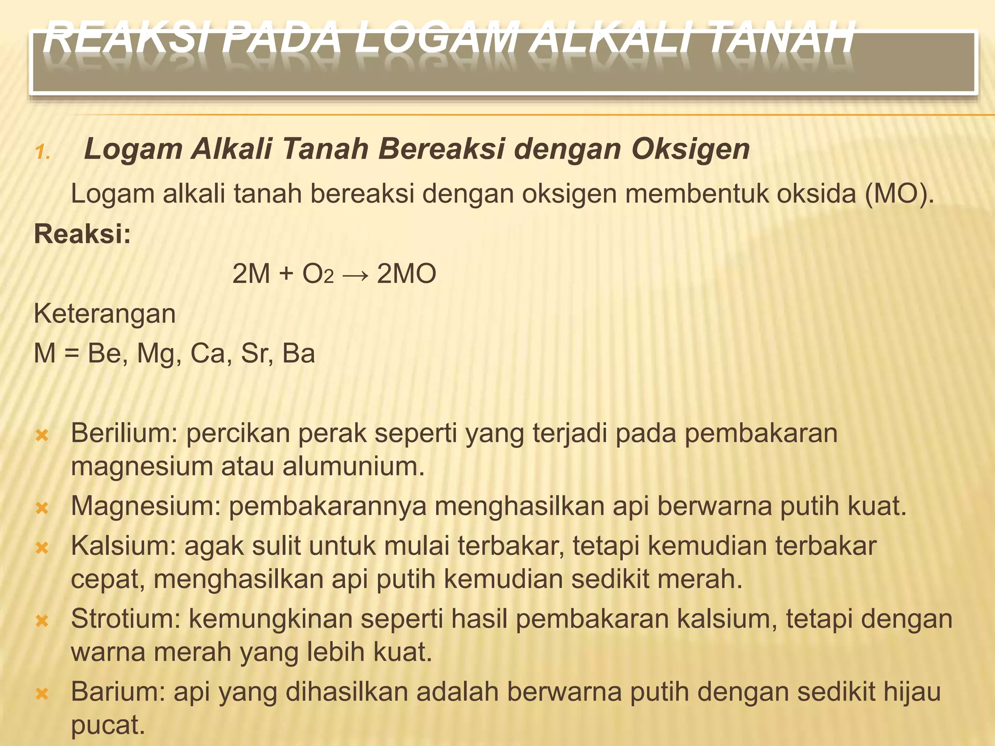 Reaksi unsur golongan II A | PPTX