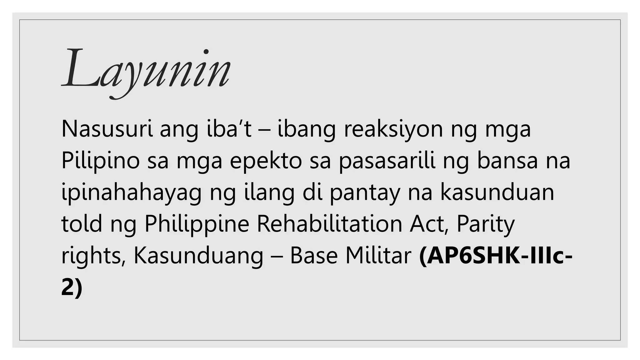 Reaksyon at Epekto ng Philippine Rehabilitation Act.pptx