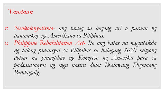 Reaksyon at Epekto ng Philippine Rehabilitation Act.pptx