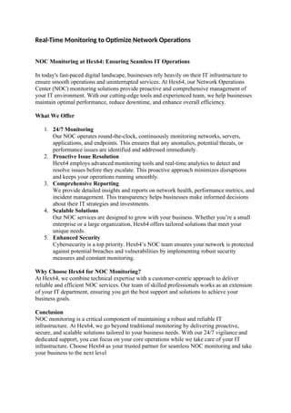 Real-Time Monitoring to Optimize Network Operations | PDF
