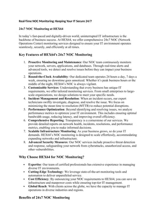 Real-Time NOC Monitoring: Keeping Your IT Secure 24/7 | PDF