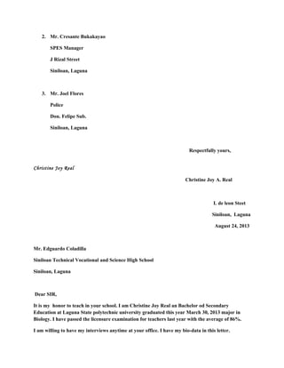 Real Application Letter | DOC