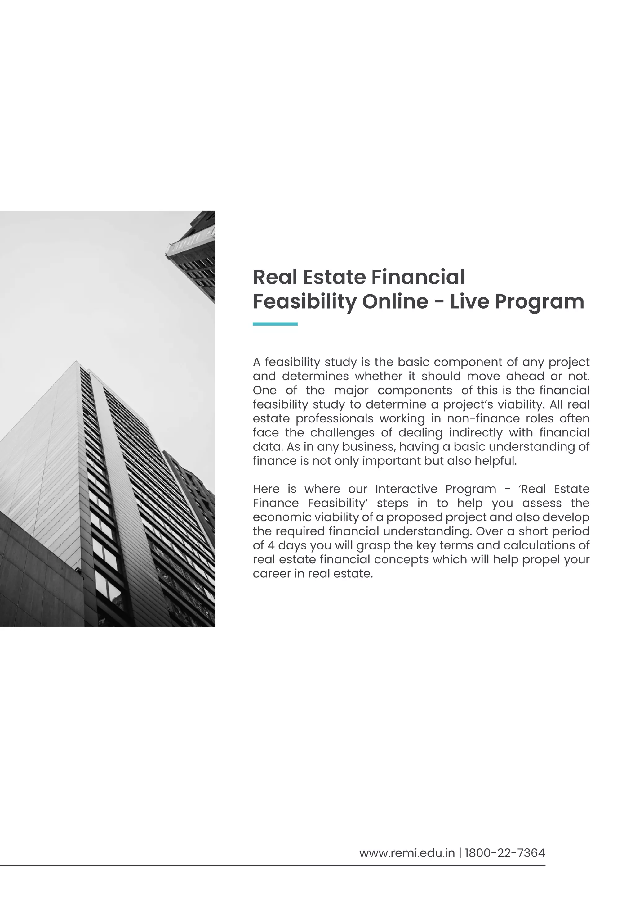 Online Course in Real Estate Financial Feasibility | REMI | PDF