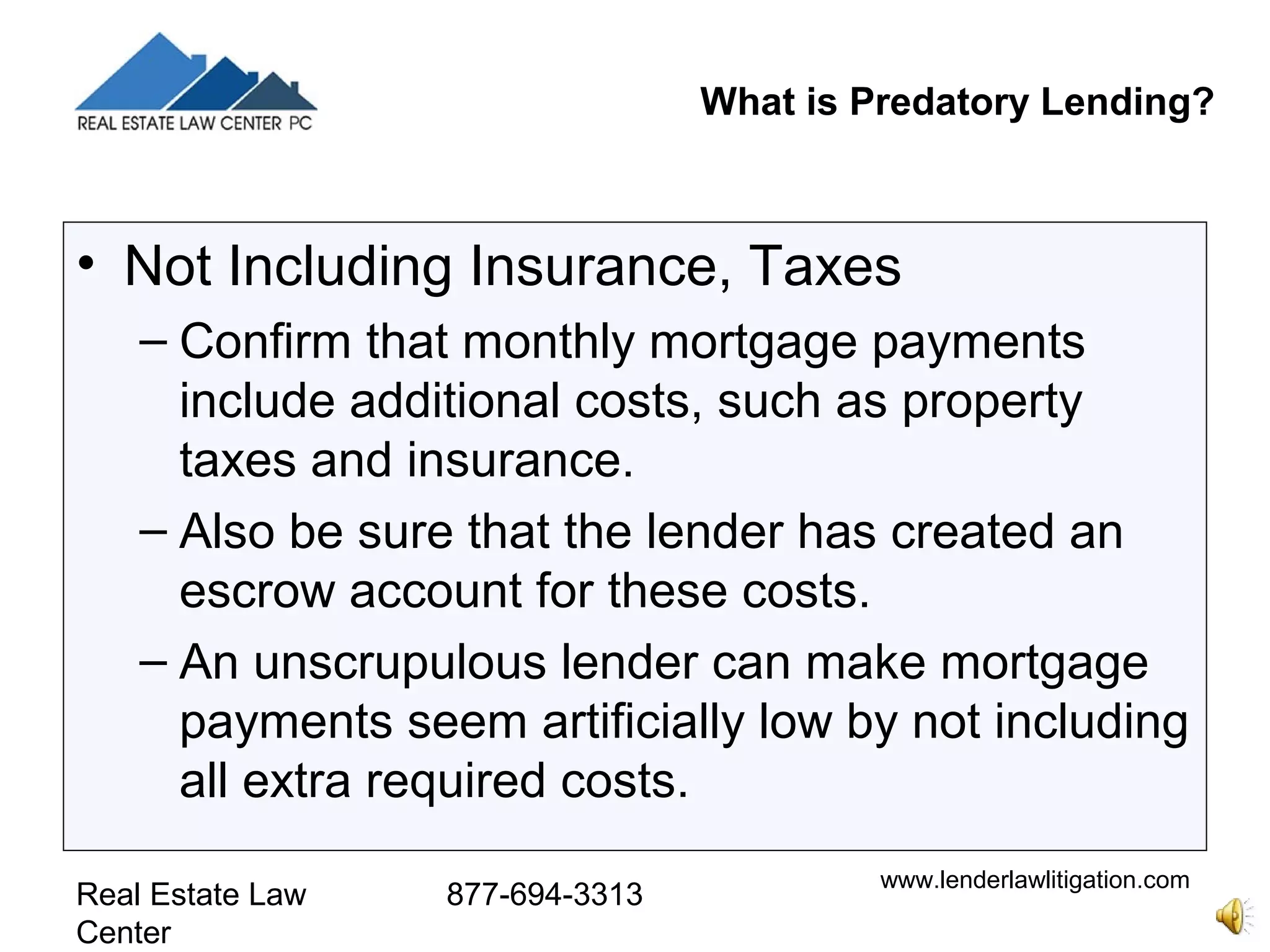 Real Estate Law Center: What is Predatory Lending? | PPT