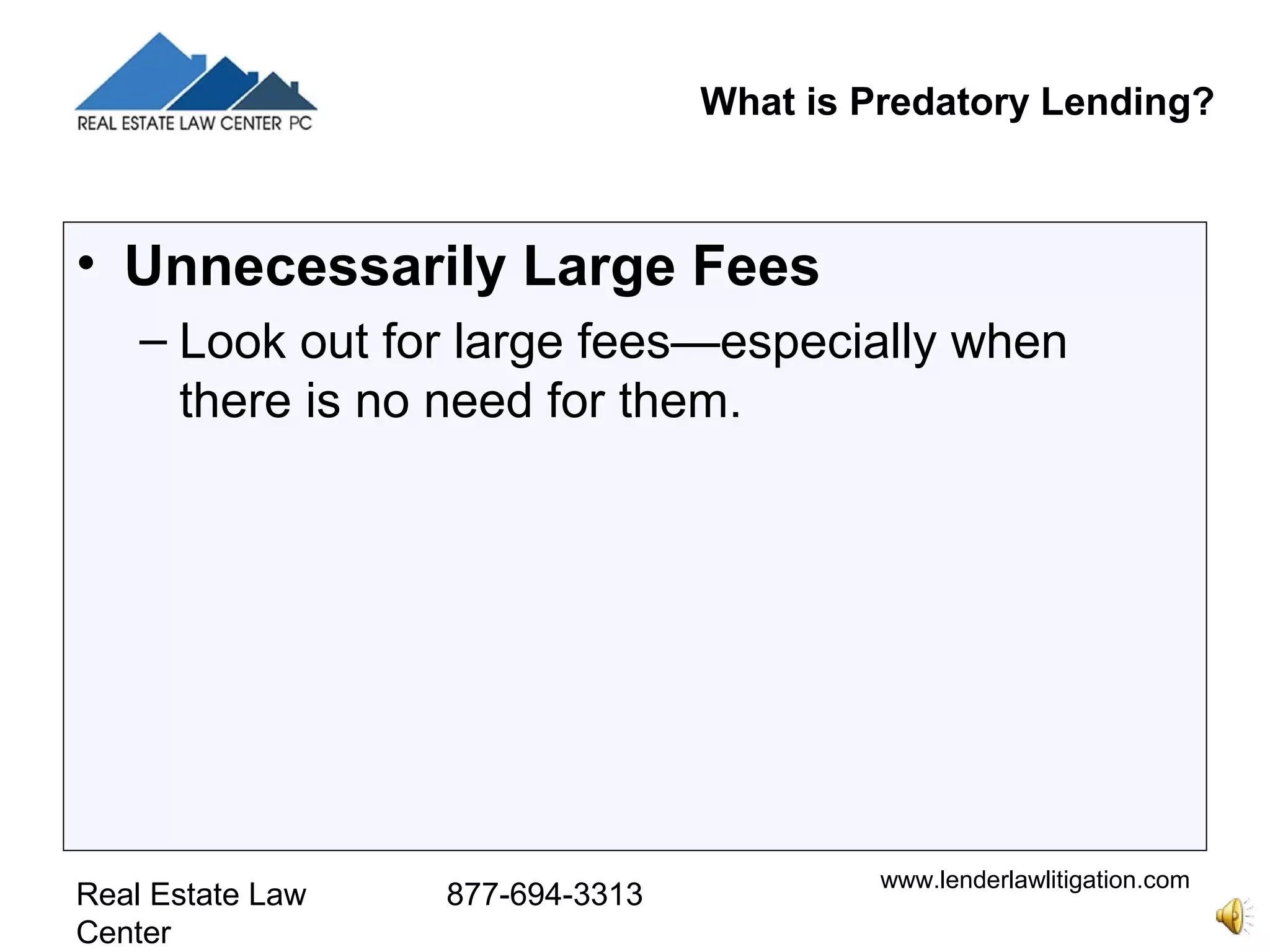 Real Estate Law Center: What is Predatory Lending? | PPT