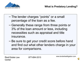 Real Estate Law Center: What is Predatory Lending? | PPT