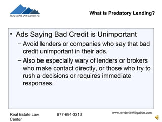 Real Estate Law Center: What is Predatory Lending? | PPT