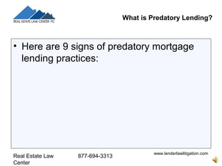 Real Estate Law Center: What is Predatory Lending? | PPT
