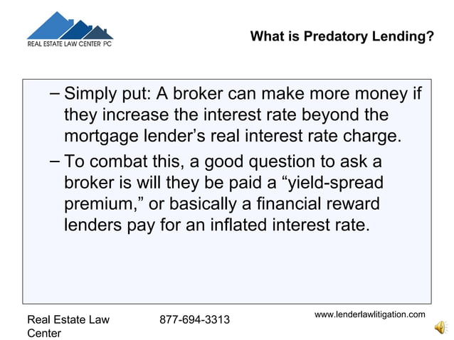 Real Estate Law Center: What is Predatory Lending? | PPT