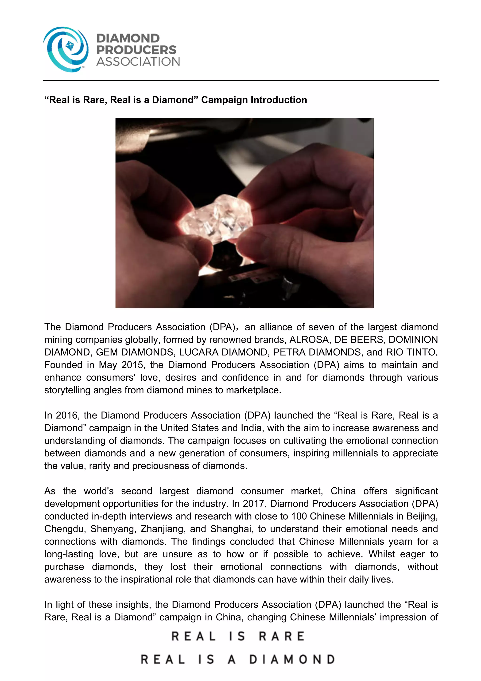 "Real is Rare, Real is a Diamond" Campaign | PDF