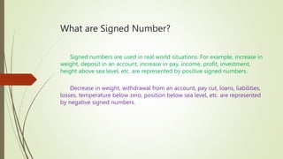 Real-life Scenario on Signed numbers.pptx | Science