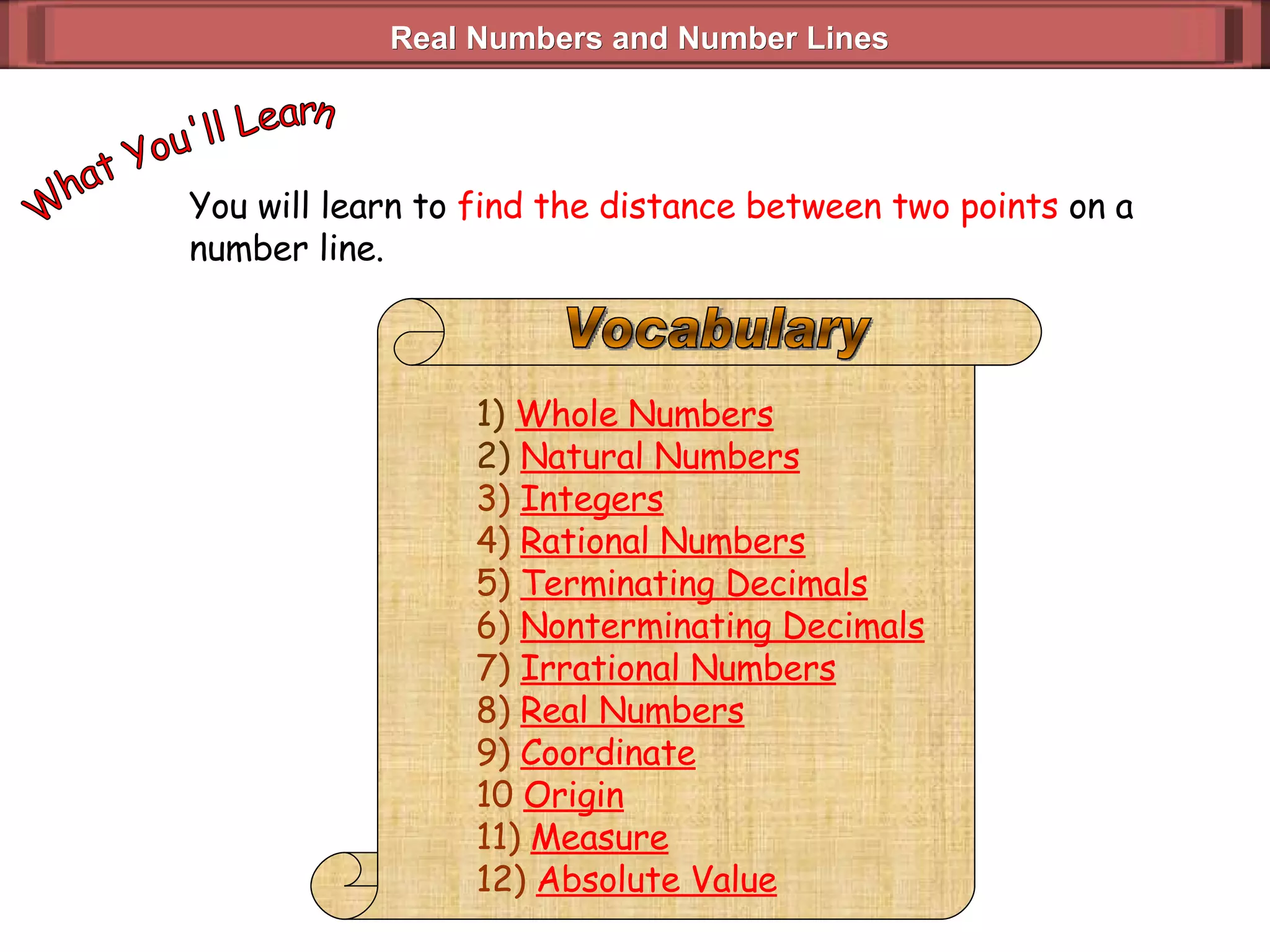 Real Numbers & Number Lines (Geometry 2_1) | PPT
