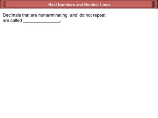 Real Numbers & Number Lines (Geometry 2_1) | PPT