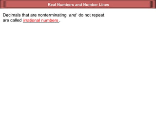 Real Numbers & Number Lines (Geometry 2_1) | PPT