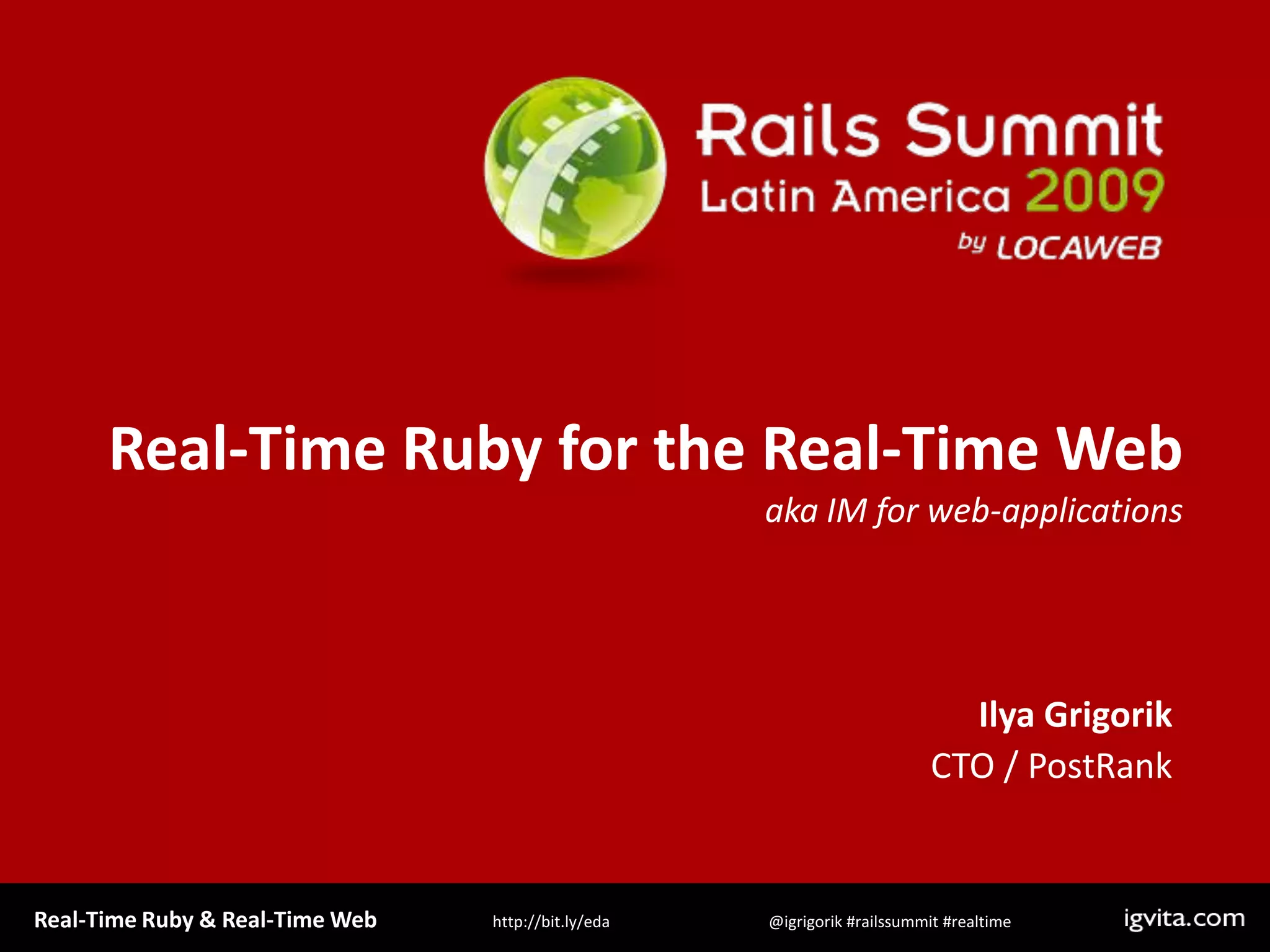 Real-time Ruby for the Real-time Web | PPTX | Programming Languages | Computing
