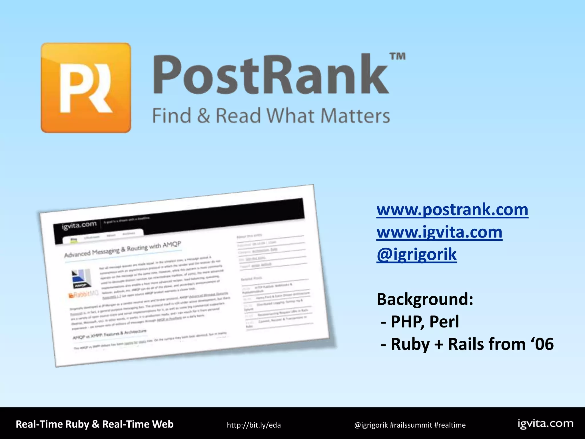 Real-time Ruby for the Real-time Web | PPTX | Programming Languages | Computing