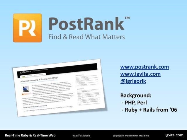 Real-time Ruby for the Real-time Web | PPTX | Programming Languages | Computing