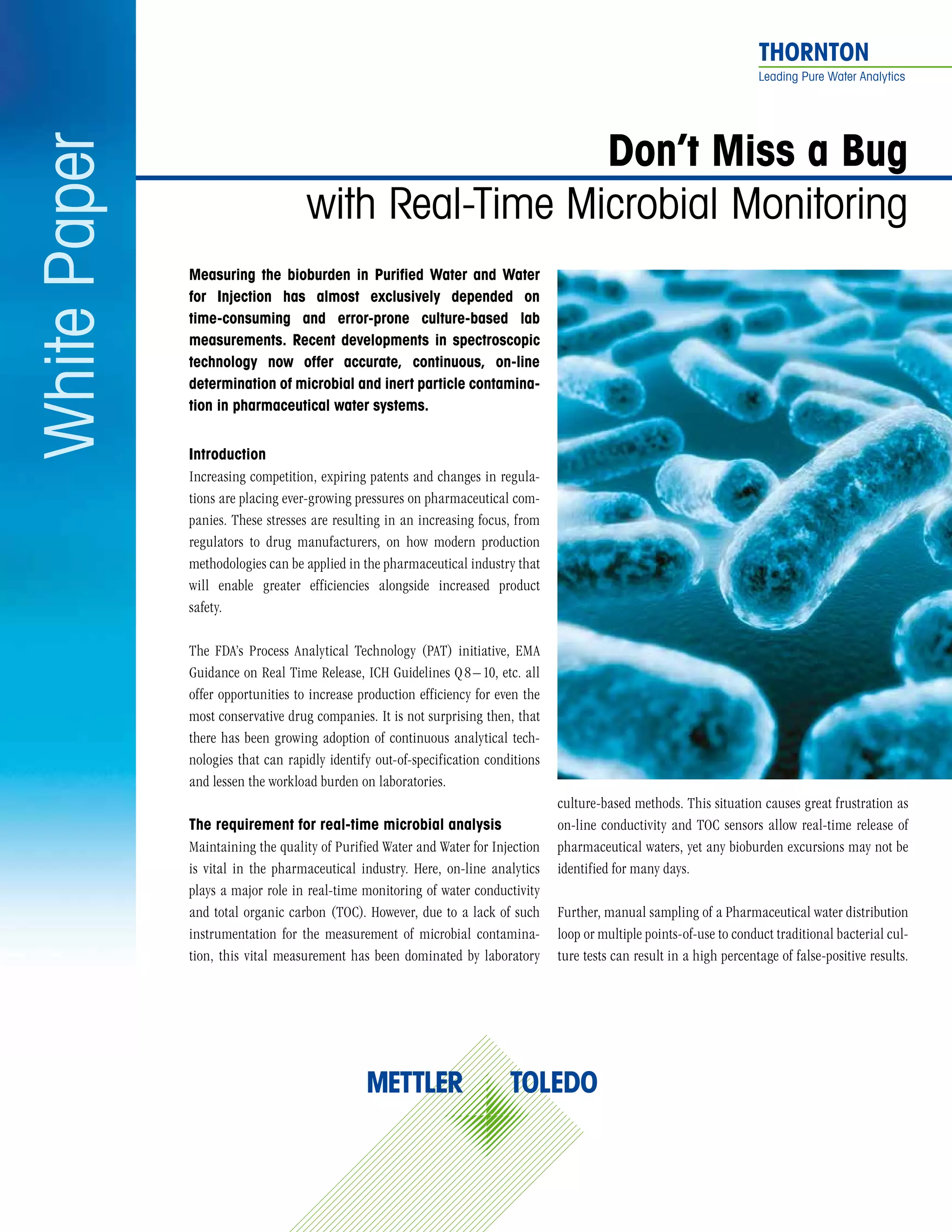 Continuous On-Line Microbial Monitoring of Pharmaceutical Waters | PDF