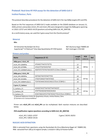 Real time rt-pcr Test molecolare per covid-19 (Sars-CoV-2) Protocollo ...