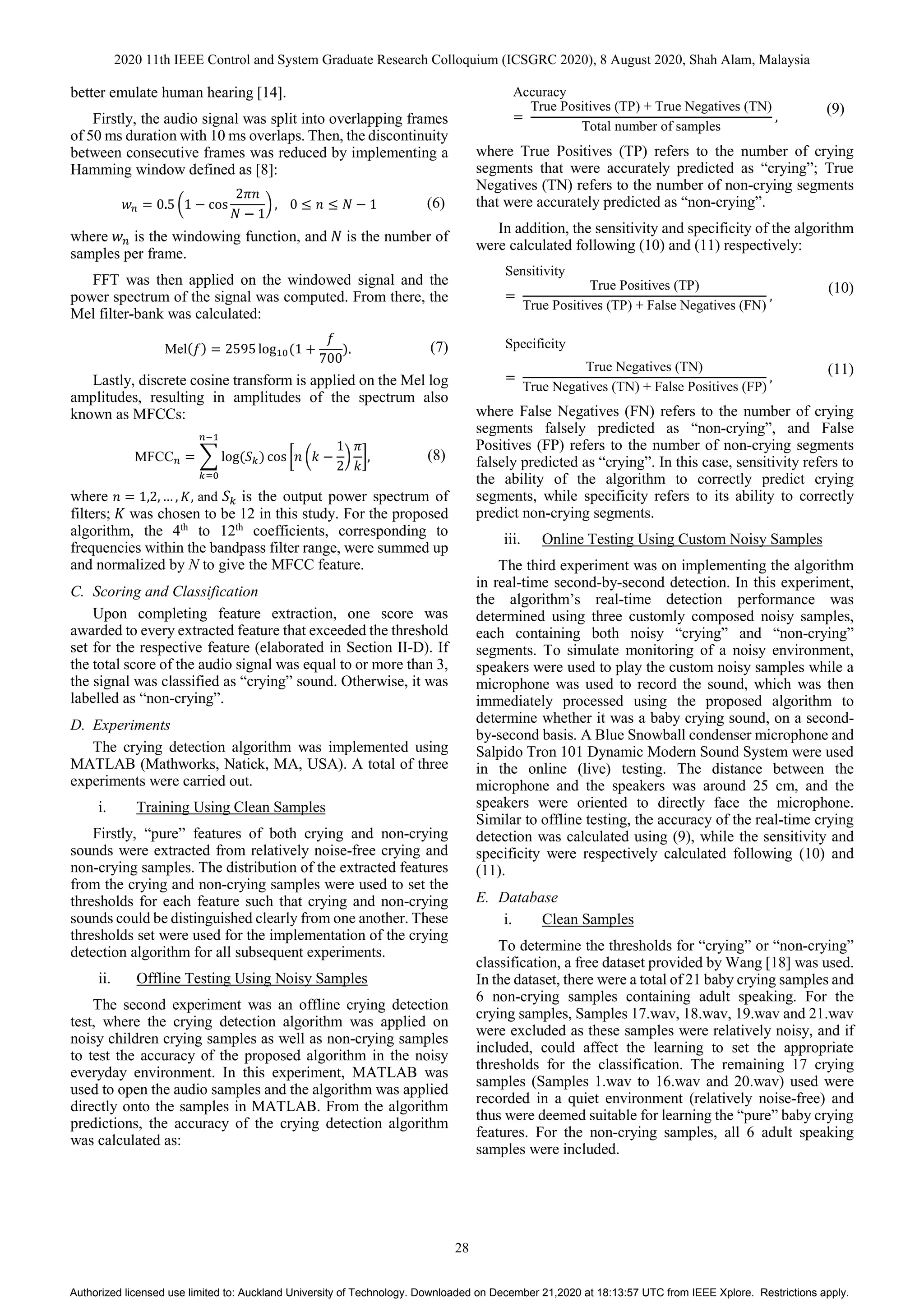Real time baby crying detection in the noisy everyday environment | PDF
