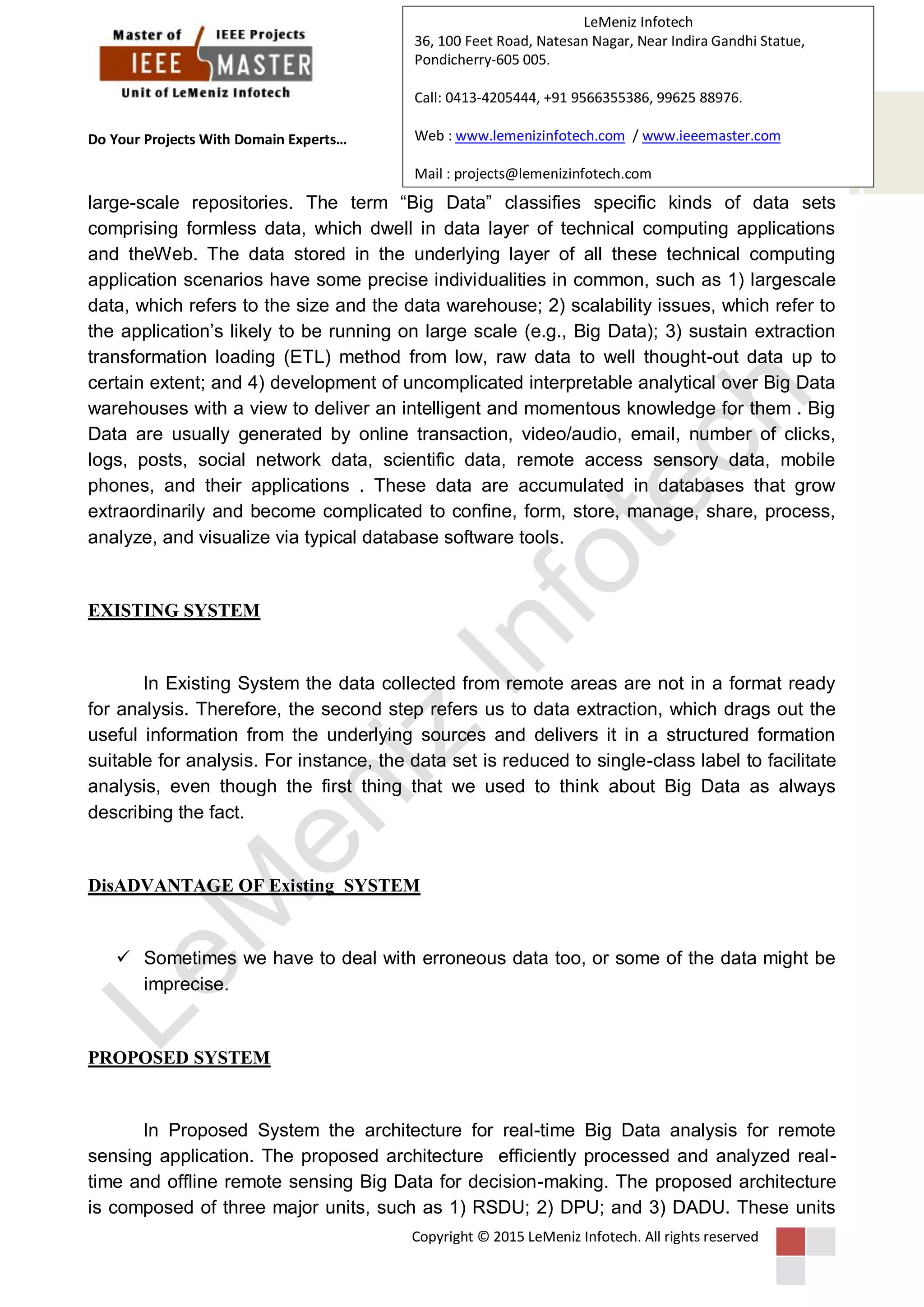 Real Time Big Data Analytical Architecture For Remote Sensing