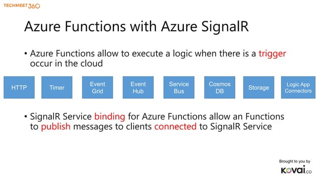 Real time communication with Azure Functions with Azure SignalR | PPTX
