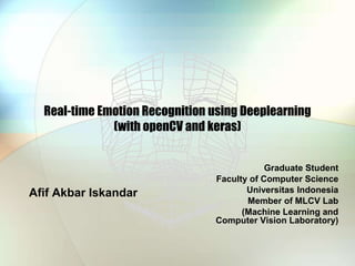 Real time emotion recognition using Deeplearning with openCV and keras ...