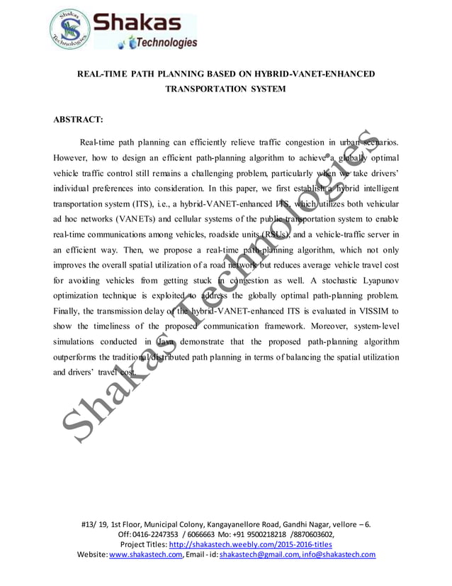 Real time path planning based on hybrid-vanet-enhanced transportation system | PDF