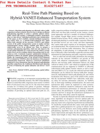 Real time path planning based on hybrid-vanet-enhanced transportation system | PDF | Computer ...