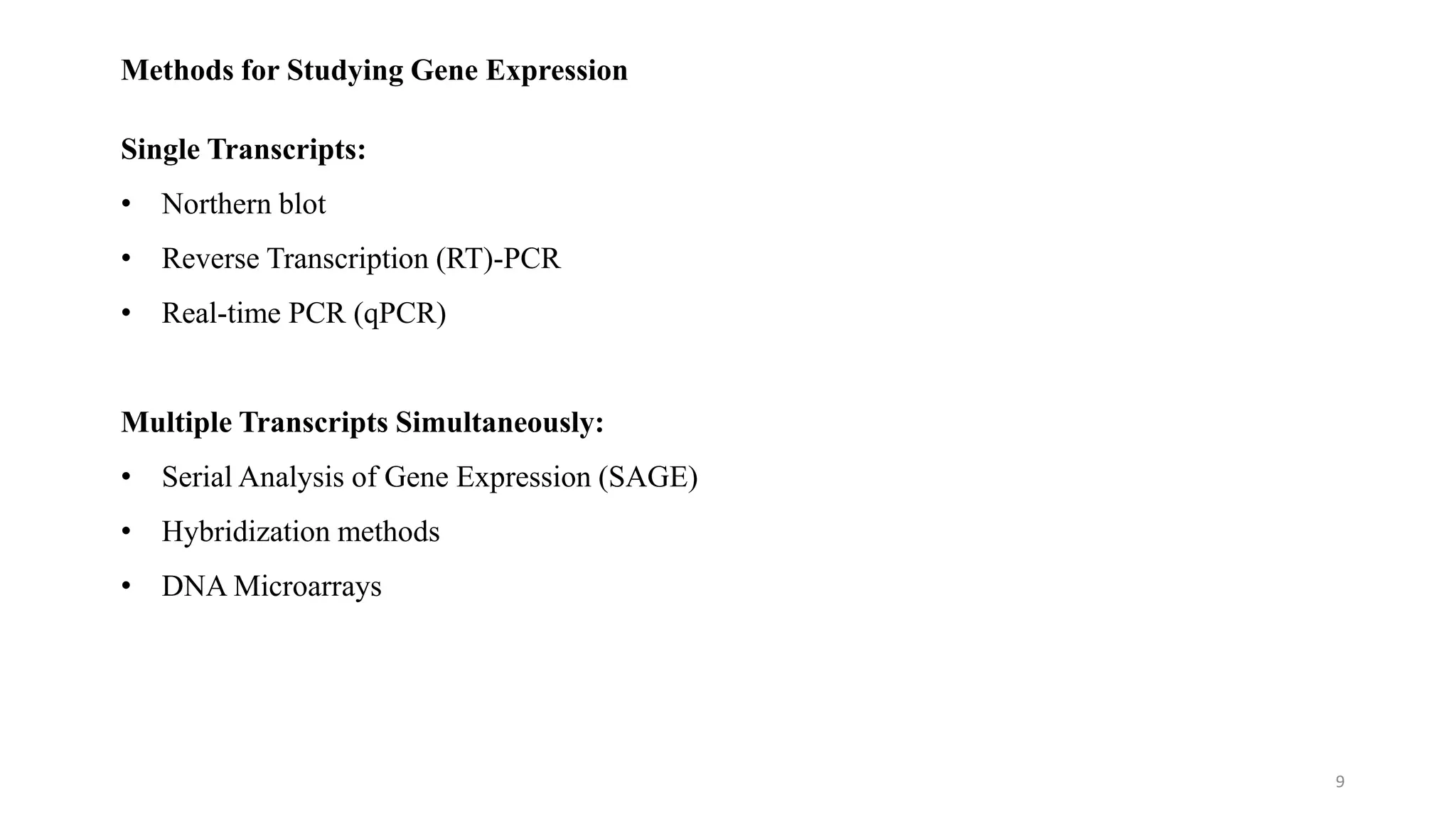 Real time pcr, reverse transcripta pcr, gene expression methods and microarray | PPTX