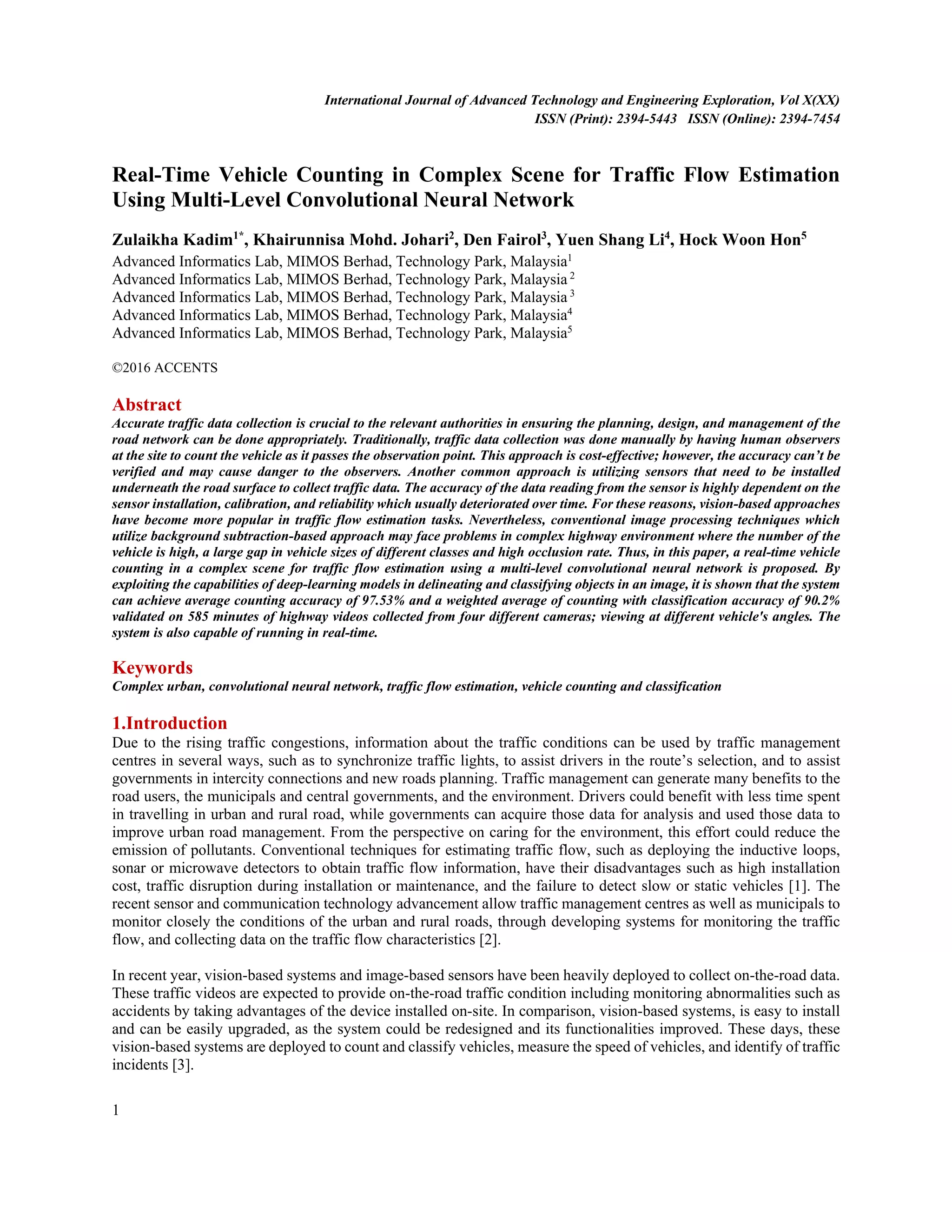 Real Time Vehicle Counting In Complex Scene For Traffic Flow Estimation