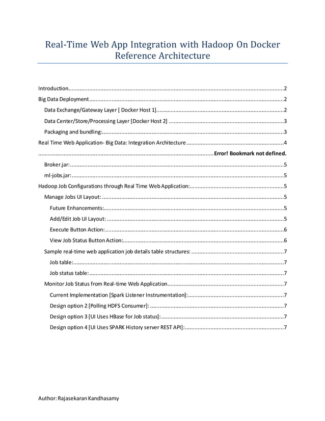 Real time web app integration with hadoop on docker | DOCX