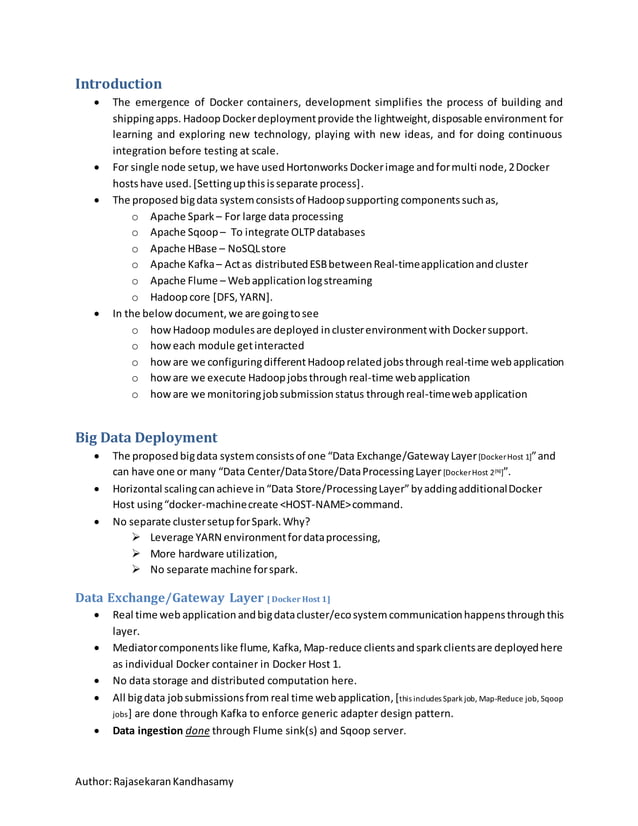 Real time web app integration with hadoop on docker | DOCX