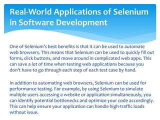 Real-World Applications of Selenium in Software Development.pptx