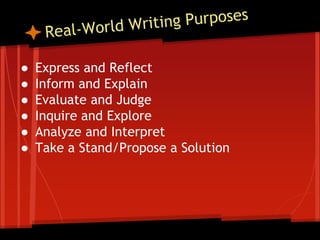 Real world purposes for writing | PPTX