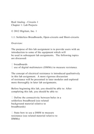 Real Analog - Circuits 1Chapter 1 Lab WorksheetsReal Analog – .docx | Consumer Electronics ...