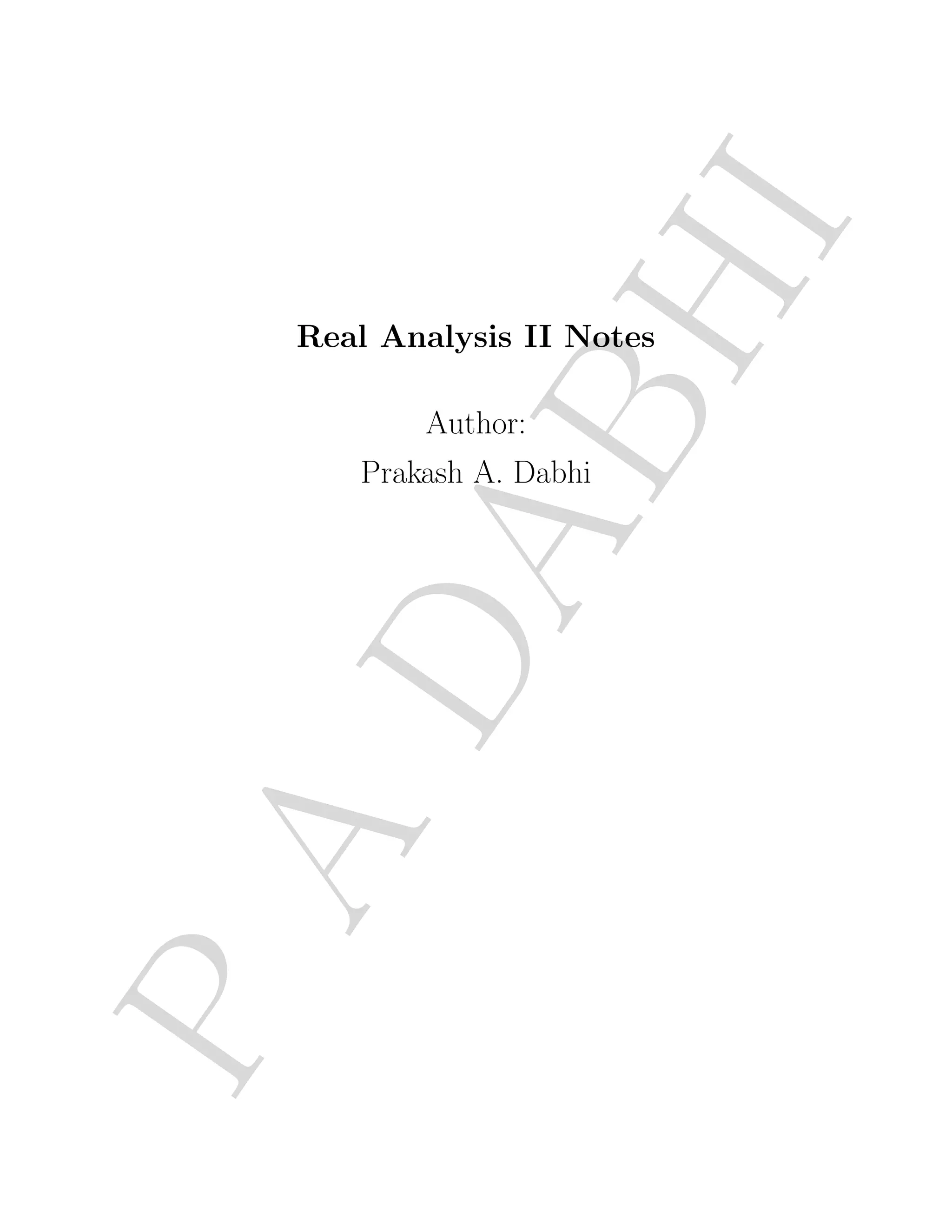 Real Analysis II (Measure Theory) Notes | PDF